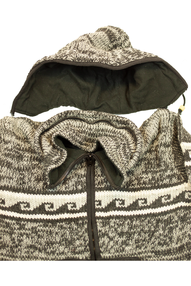 Hand knitted woolen jacket/sweater with soft inner fleece - HMPWJ1 ...